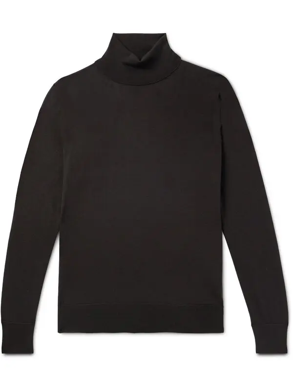Zegna Cashmere And Silk-blend Rollneck Sweater - Brown