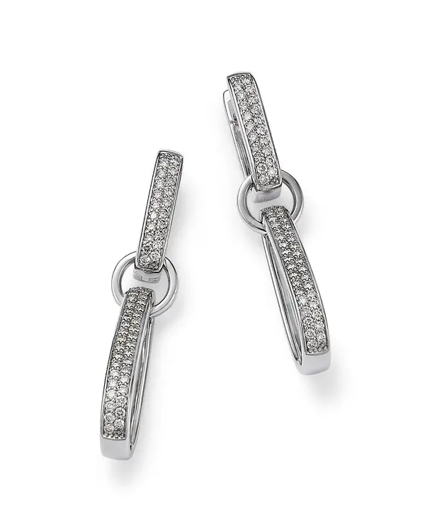 Bloomingdale'S 14k Gold Diamond Drop Hoop Earrings, 1.00 Tcw