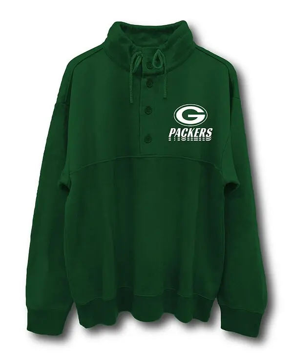 Junk Food Clothing Nfl Green Bay Packers Mock Neck Button Up