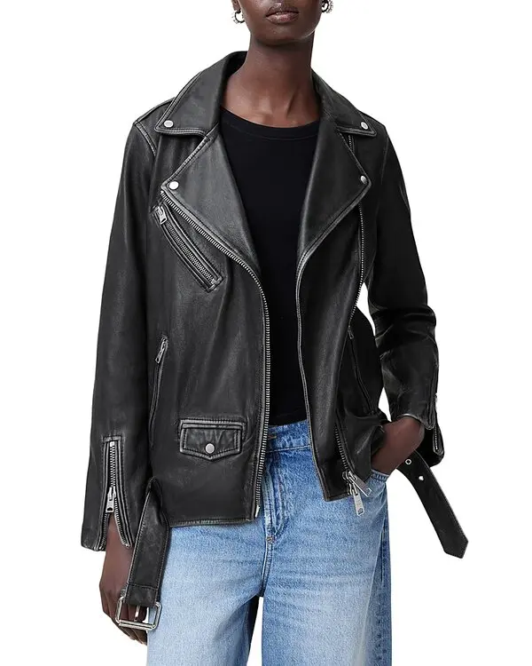 All Saints Billie Oversized Leather Biker Jacket