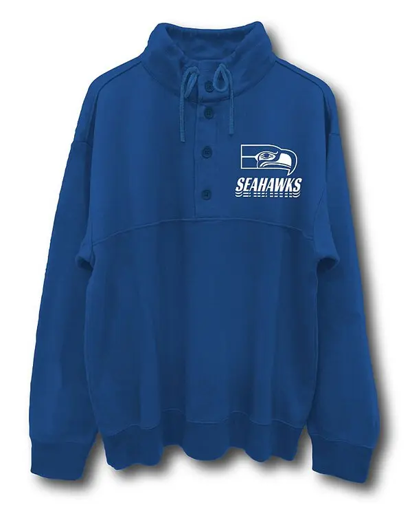 Junk Food Clothing Nfl Seattle Seahawks Mock 1/4 Button Up