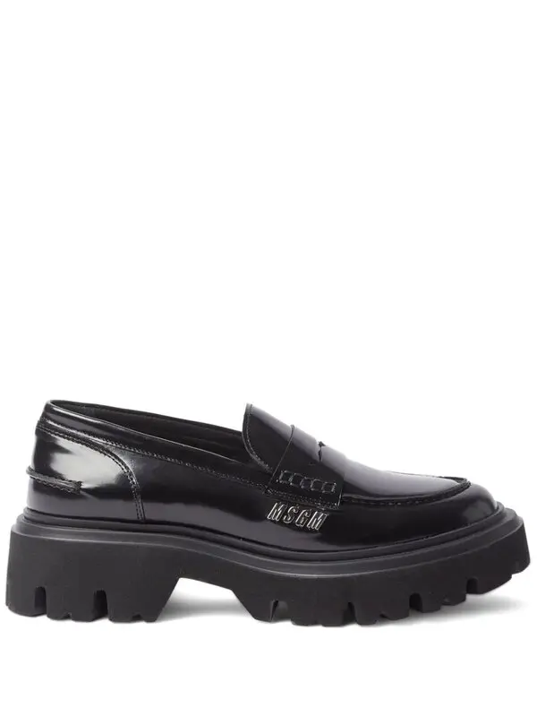 MSGM Polished Leather Penny Loafers
