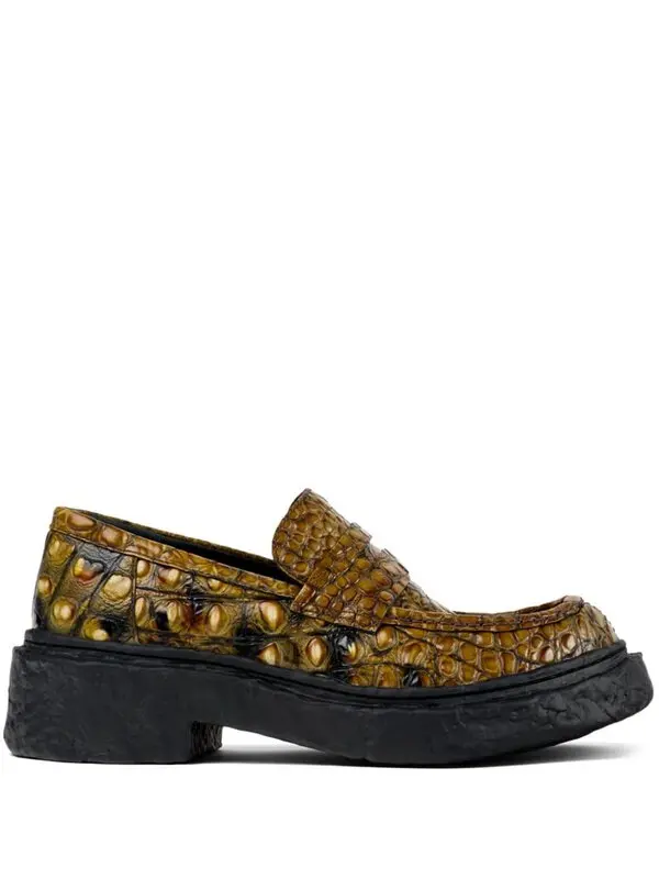 Camper Vamonos Croc-effect Leather Loafers - Brown