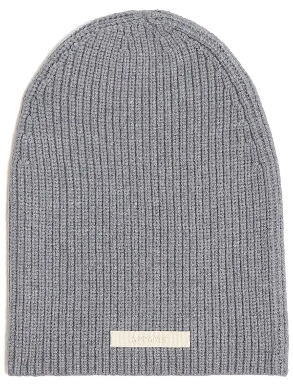 Apparis Logo-patch Ribbed-knit Beanie - Grey
