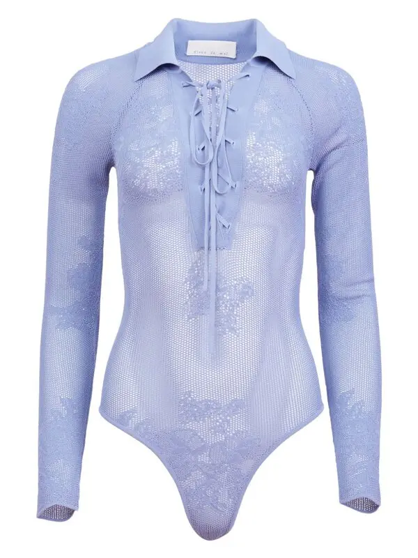 Fleur Du Mal Pointelle-knit Collared Bodysuit