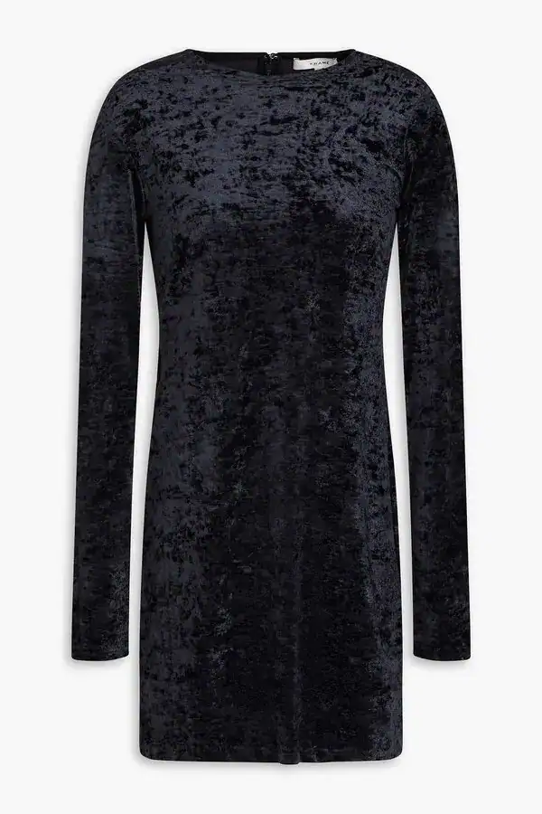 crushed velvet black dress Black Velvet Dress Black / M