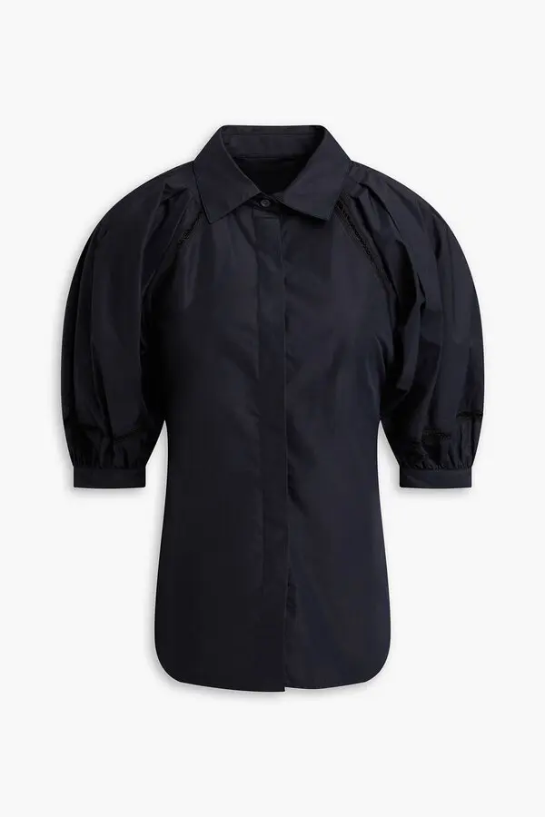 3.1 Phillip Lim Lattice-trimmed Pleated Shirt - Midnight Blue