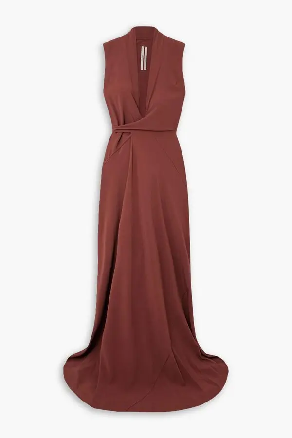Rick Owens Draped Crepe De Chine Wrap Gown - Brown