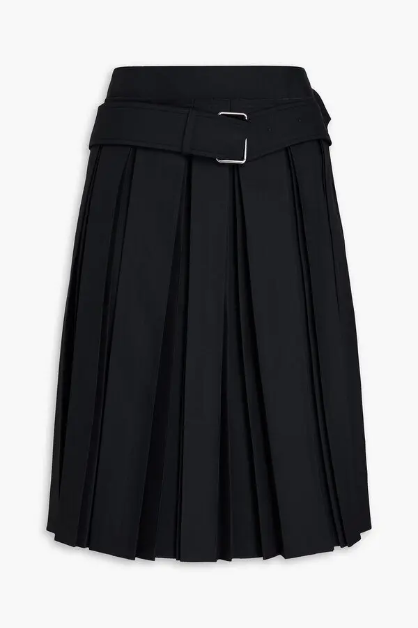 PETER DO Belted Pleated Sateen Skirt