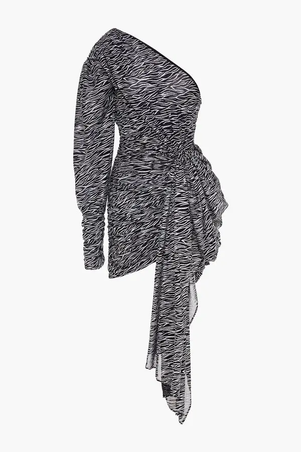 Redemption One-shoulder Glittered Mini Dress