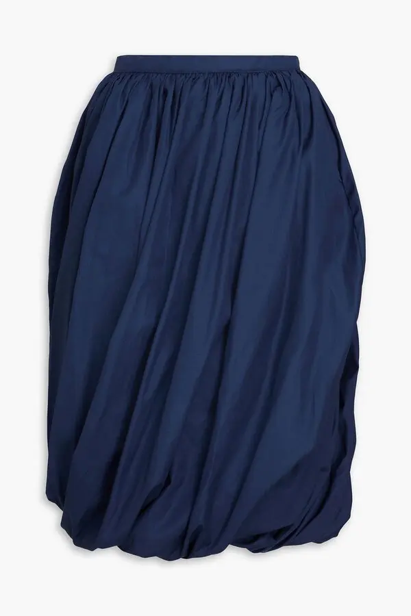 Marni Gathered Cotton-poplin Skirt - Navy