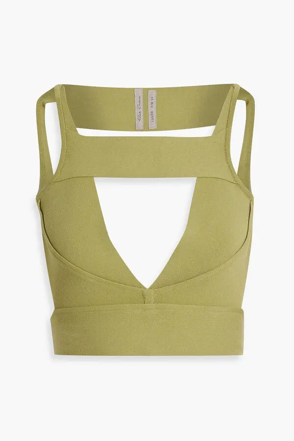Rick Owens Sling Cutout Stretchknit Bra Top - Sage Green