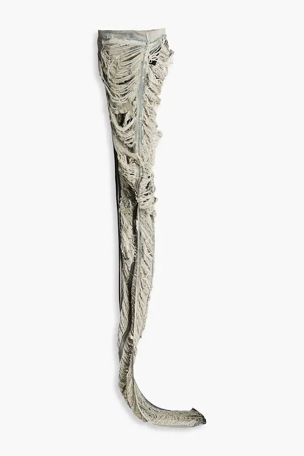 Rick Owens Luxor Asymmetric Distressed Denim Top