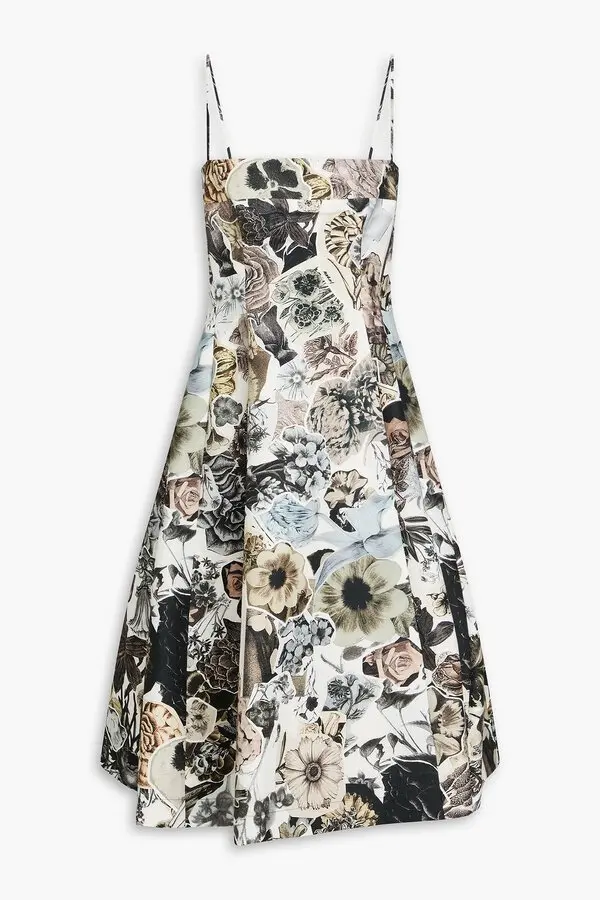 Marni Flared Floral-print Cotton Midi Dress