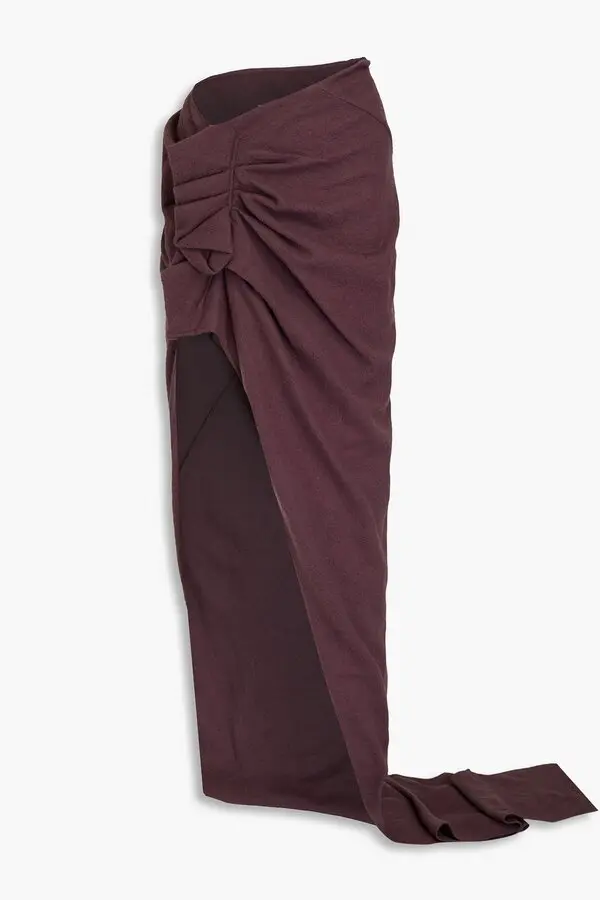 Rick Owens Edfu Draped Brushed Wool Maxi Skirt - Grape