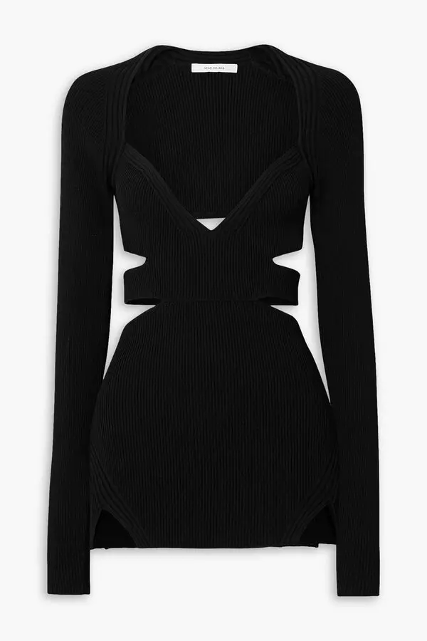 NENSI DOJAKA Cutout Ribbed-knit Top