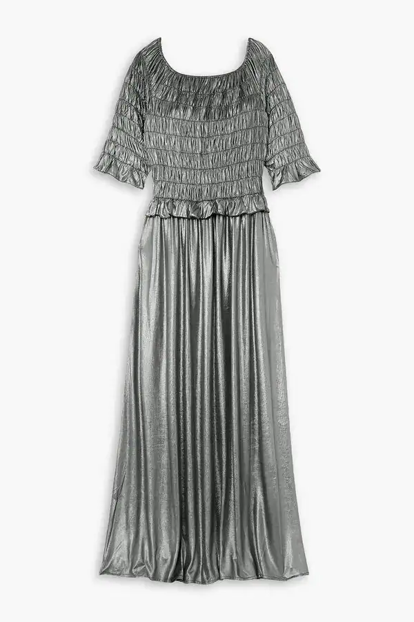 batsheva metallic dress Batsheva Dresses | Batsheva Mini Prairie Dress In Lavender Holographic Lam | Color: Purple | Size: 0
