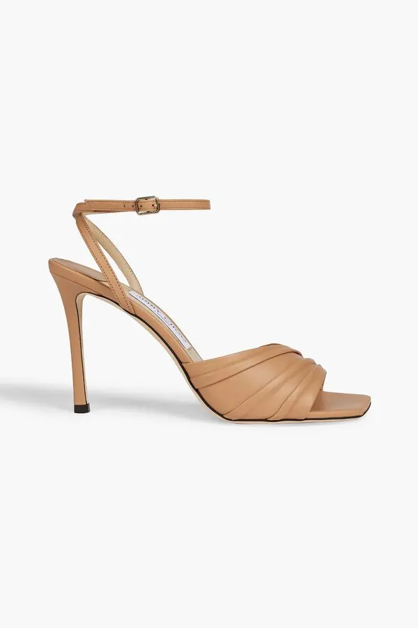JIMMY CHOO Basil 95 Leather Sandals - Camel