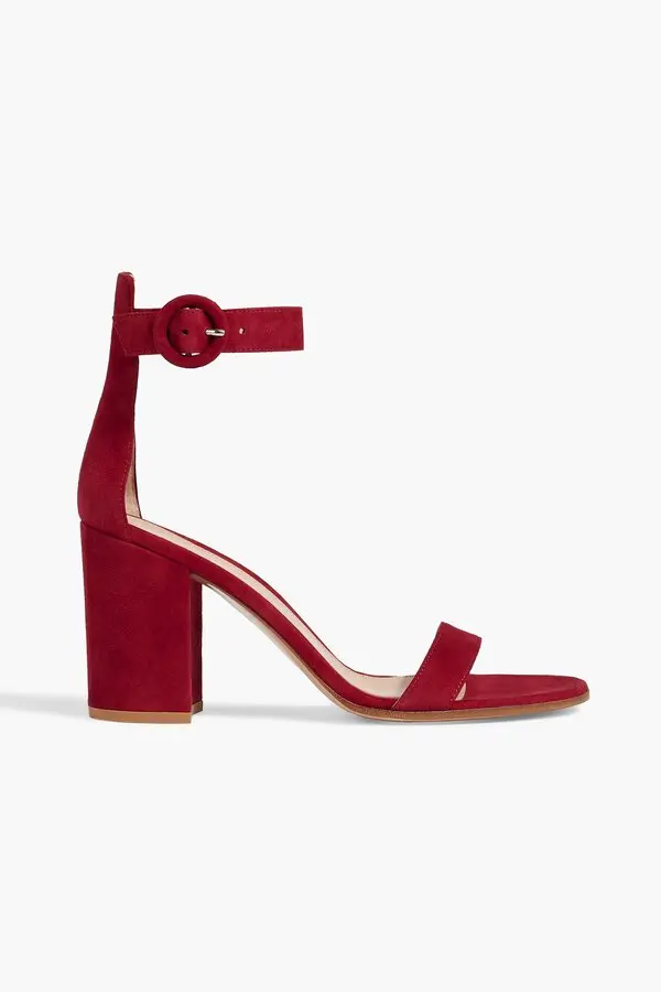 GIANVITO ROSSI Versilia 85 Suede Sandals - Crimson