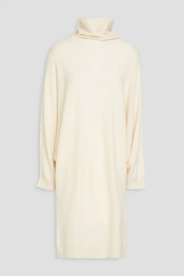 TOTÊME Draped Cashmere Turtleneck Sweater - Ecru
