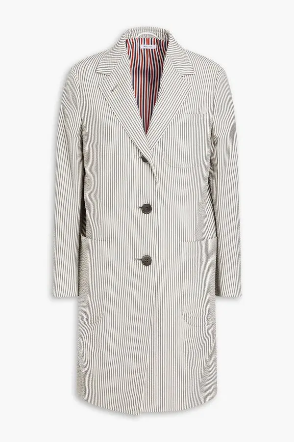 Thom Browne Striped Wool-seersucker Coat