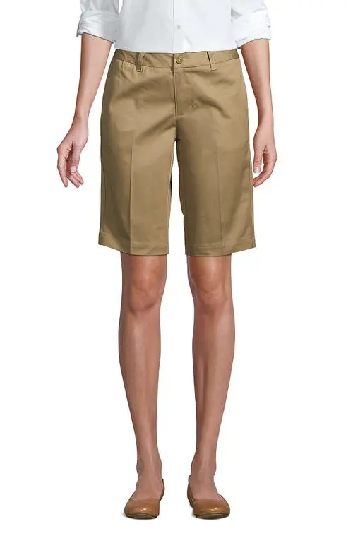 LANDS' END Plain Front Blend Chino Shorts - Khaki