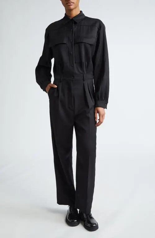 Max Mara Ragusa Pleated Virgin Wool Utility Jumpsuit