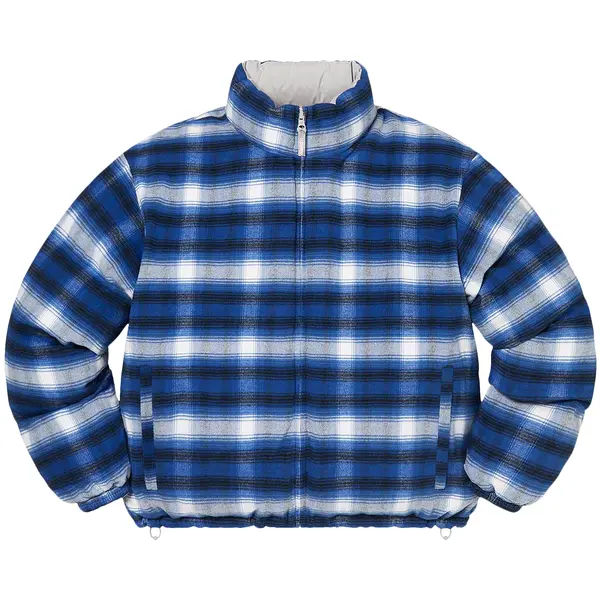 Supreme Flannel Reversible Puffer Jacket - Grey