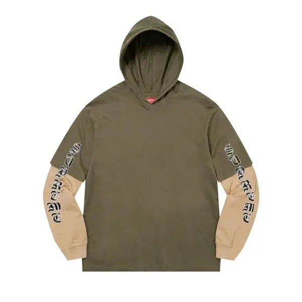 Supreme Layered Hooded Long-sleeve Top - Green