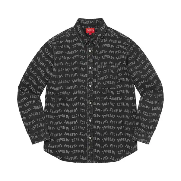 Supreme Arc Jacquard Denim Shirt - Black | Editorialist