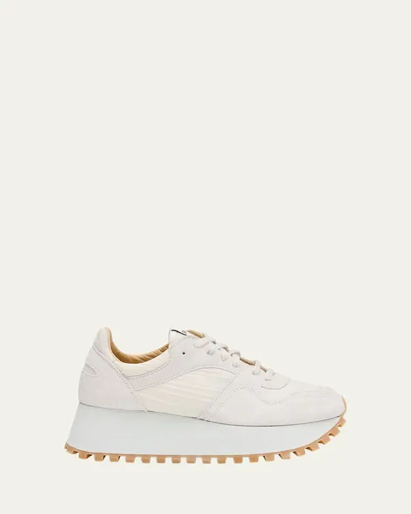 COMME DES GARCONS COMME DES GARCONS X SPALWART Suede Platform Runner Sneakers - White