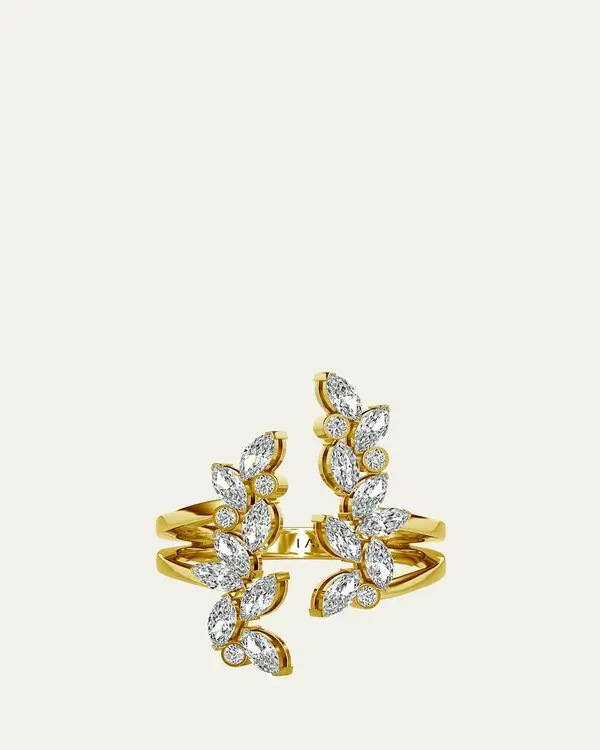 LARK & BERRY 18k Yellow Gold Veto Open Petal Cocktail Ring With Lab Grown Diamonds - Diamond