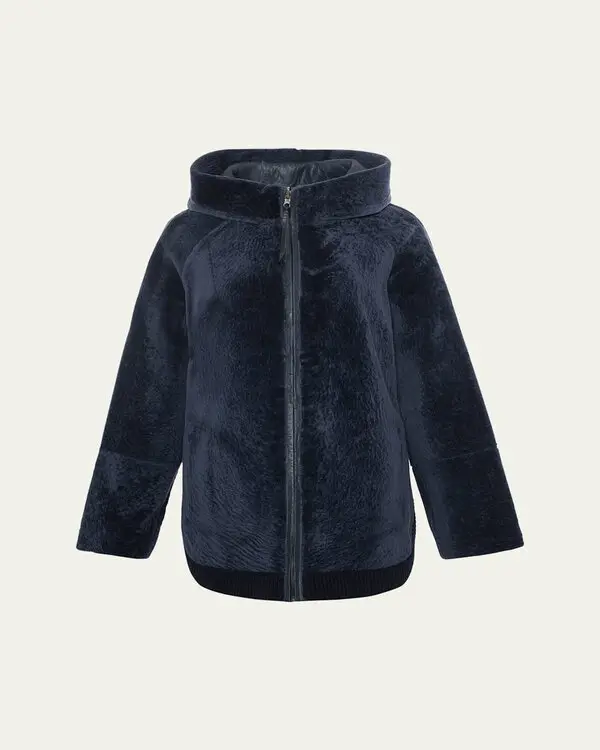 Gorski Reversible Zip Hooded Jacket - Dark Blue/dark Blue