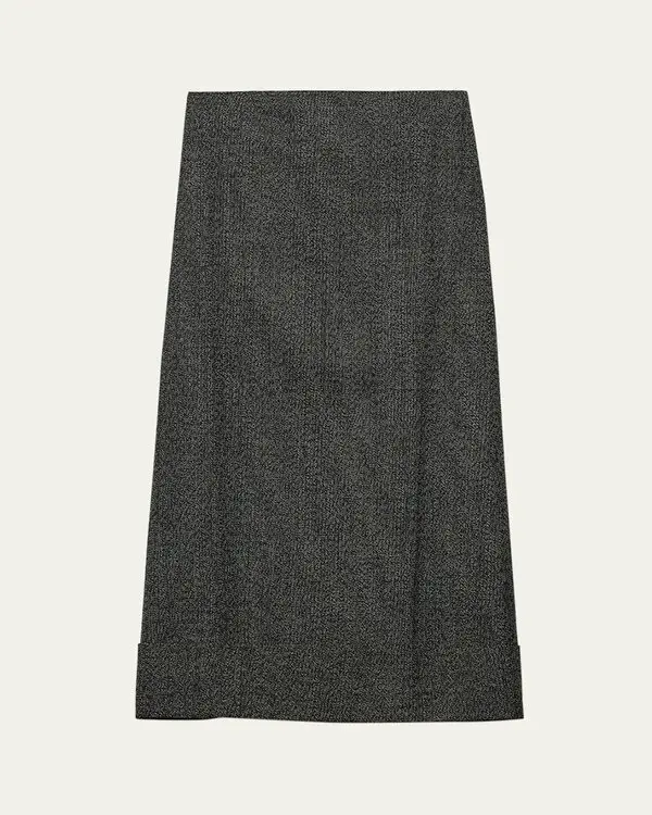 Prada Mouline Wool Midi Skirt - Nero