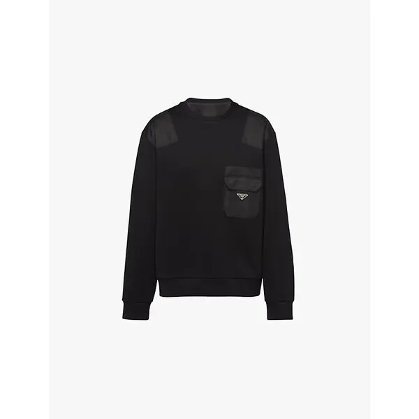 Prada Re-nylon Flap-pocket Cotton And Nylon Sweatshirt