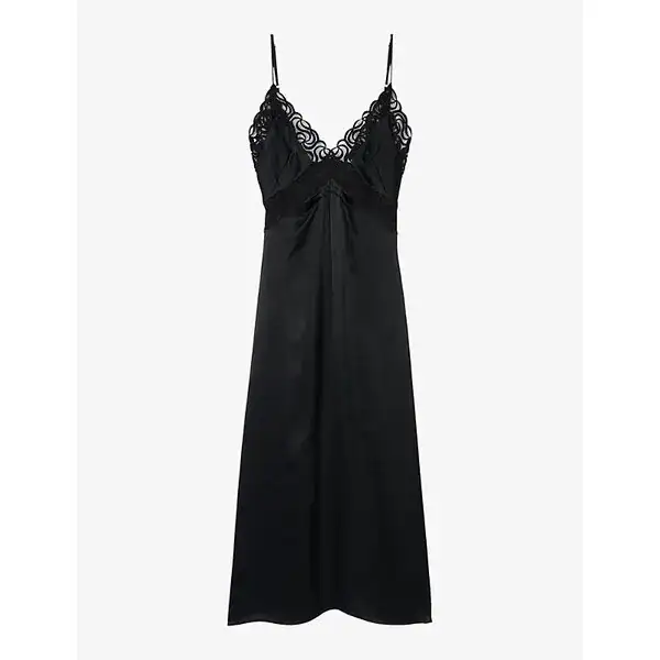 Sandro Lace-Trim Open-Back Maxi Dress In Noir / Gris - 52% Off |  Editorialist