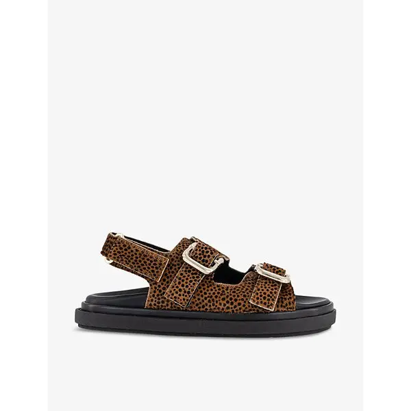 ALOHAS Harper Two-strap Leather Sandals - Leopard