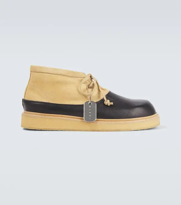Marni Leather And Suede Desert Boots - Beige