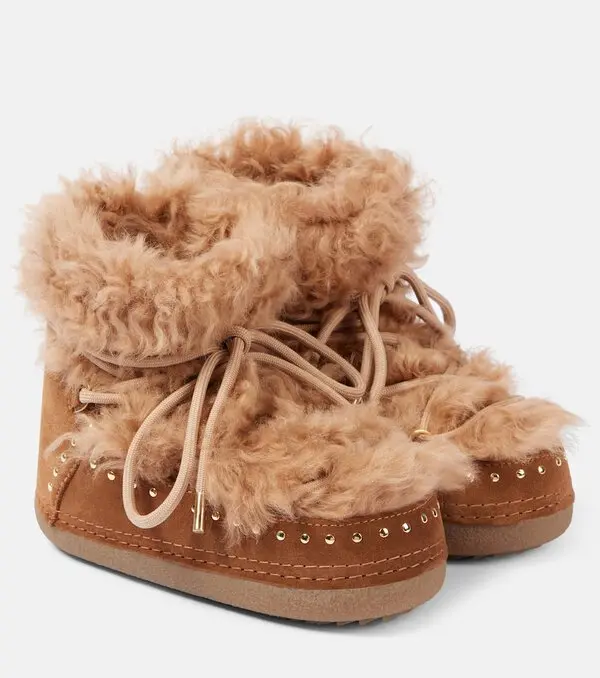 Inuikii Long Curly Shearling And Suede Boots