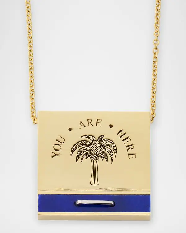 Retrouvai Signature Matchbook Pendant Necklace - Yellow Gold & Lapis