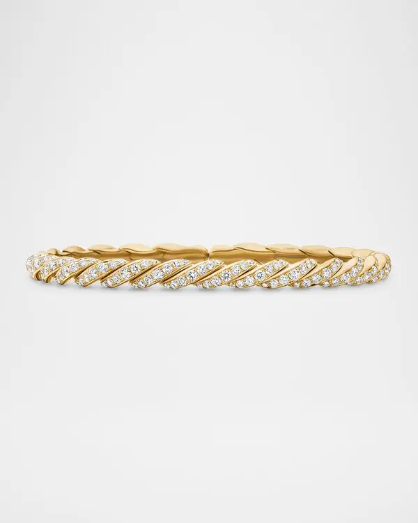 David Yurman Sculpted Cable Flex Bracelet In 18k Gold With Diamonds