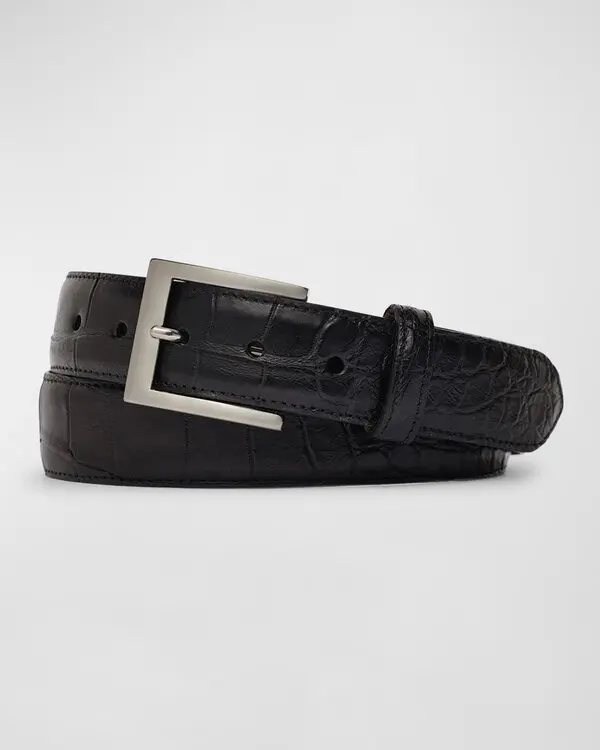 W.KLEINBERG Matte Alligator Leather Belt - Chocolate Old
