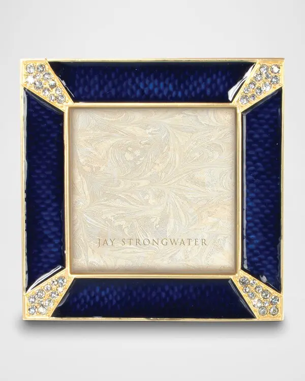 JAY STRONGWATER Leland Pave Corner 2" Square Picture Frame - Indigo