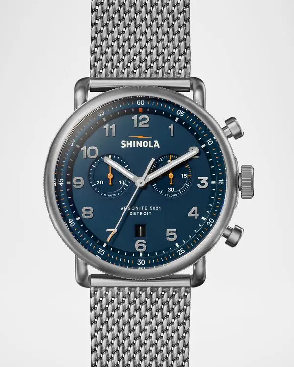Shinola Canfield Chrono 43mm Bracelet Watch - Silver