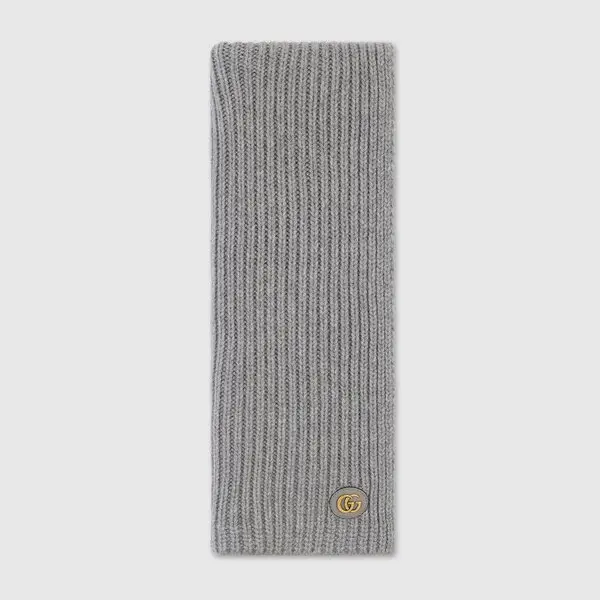 Gucci Wool Cashmere Scarf With Double G Wool