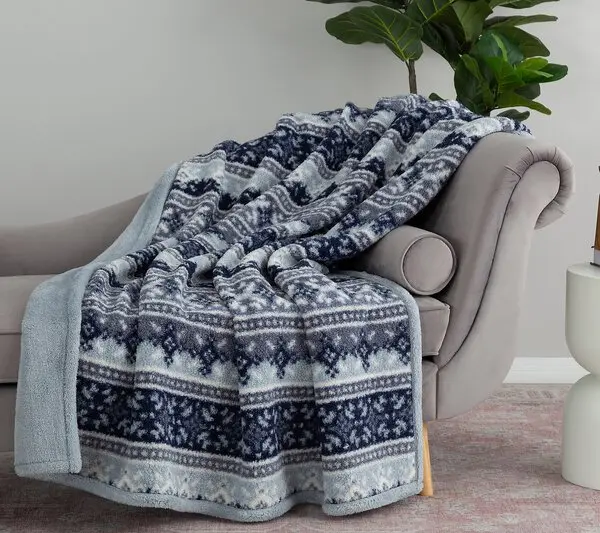BERKSHIRE BLANKET Berkshire Fairisle Teddy Boucle Reverse Spaloft 60x70 Throw