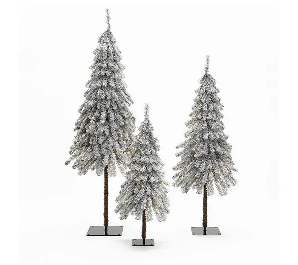 LUXEN HOME Luxenhome 3-piece Snow-flocked Artificial Tree Et With Lights