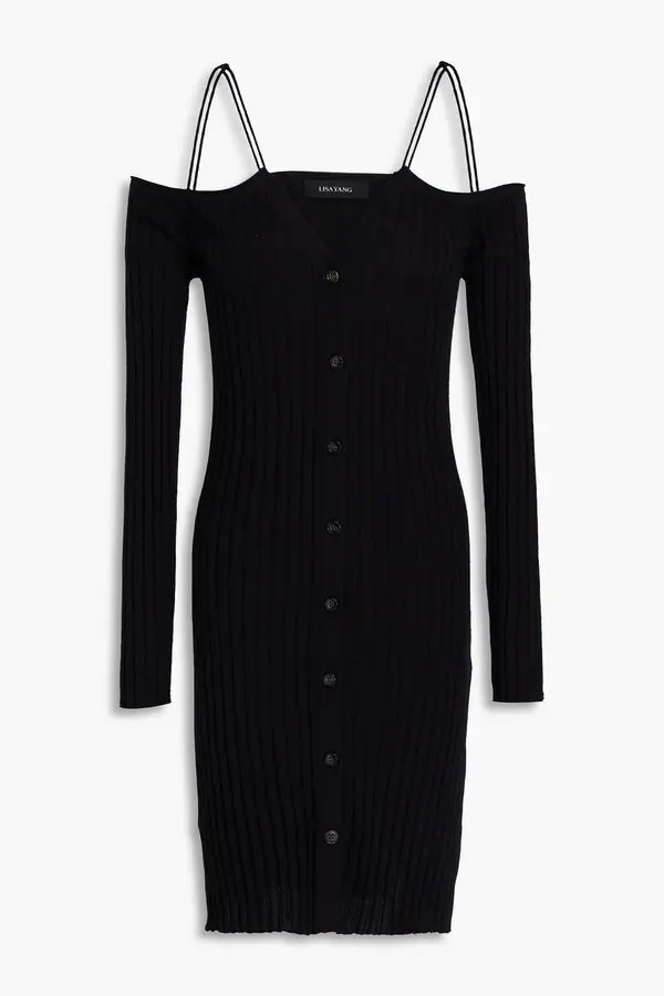 LISA YANG Cold-shoulder Ribbed Cashmere Mini Dress