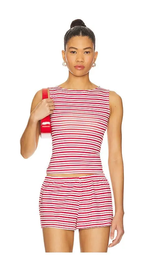 WeWoreWhat Muscle Tank - Red & White Multi