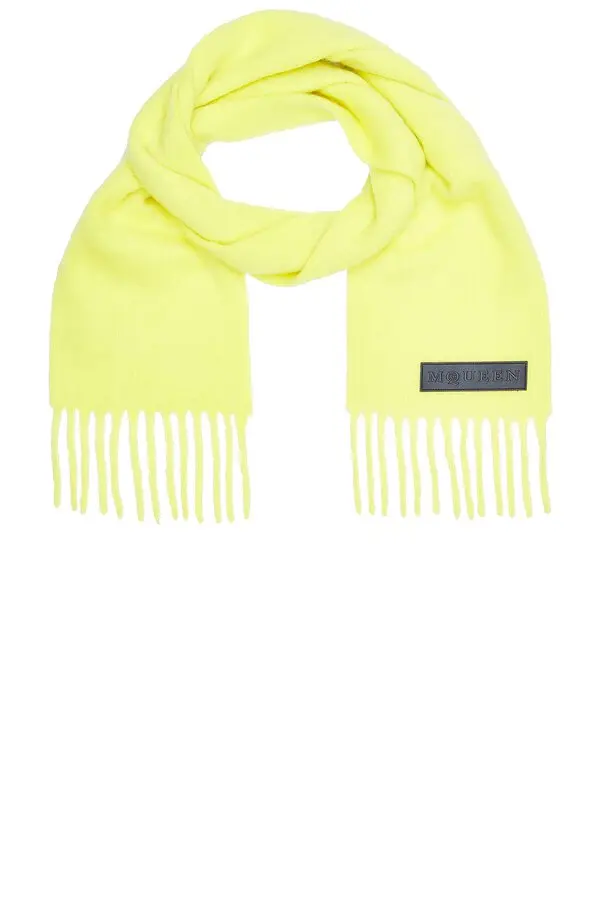 Alexander McQueen Solid Mohair Scarf In Yellow